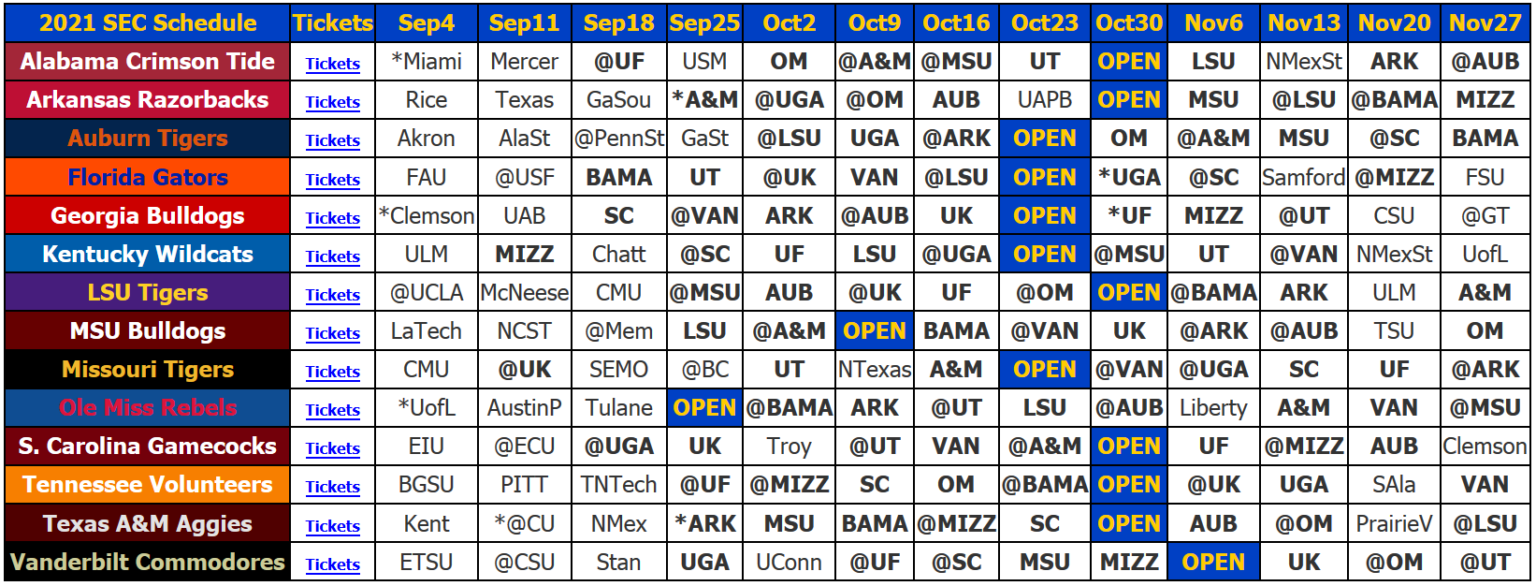 2021 SEC Football Schedule SEC12 SEC Football 2021 SEC Football Schedule SEC12 SEC Football