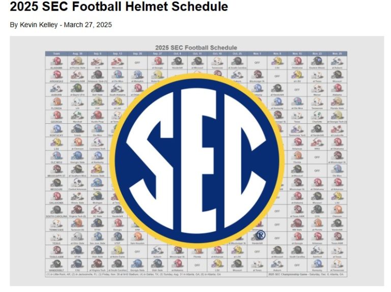 2025 SEC Football Helmet Schedule - SEC12.com - SEC Football